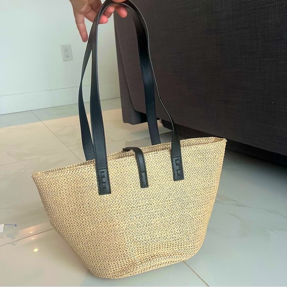 Longchamp | Bags | Ysl Yves Saint Laurent Wicker Beach Bag Tote With ...